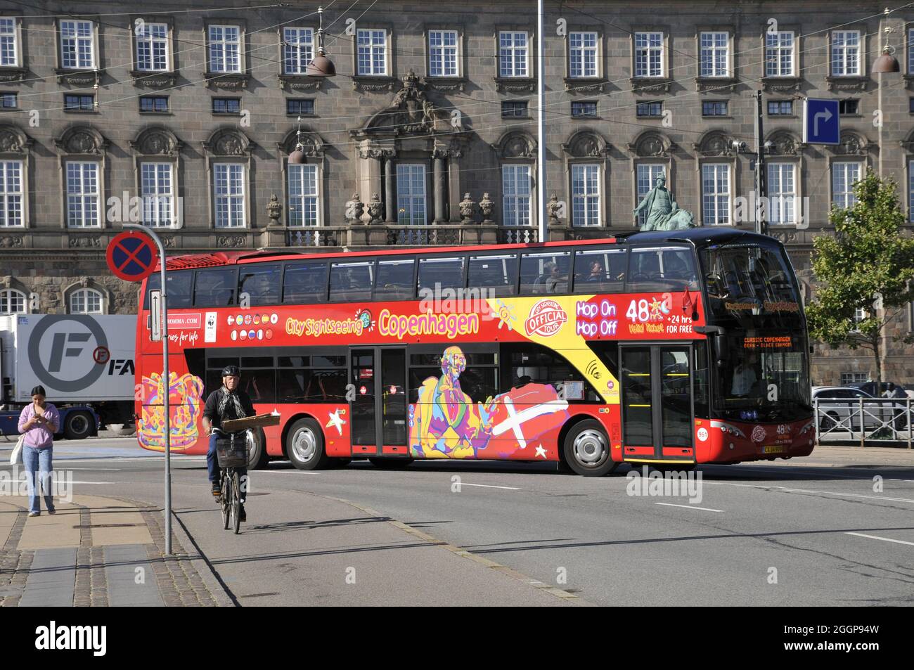 Copenhagen, Denmark.,02 September 2021/Hop on hop off sight seeing bus ...