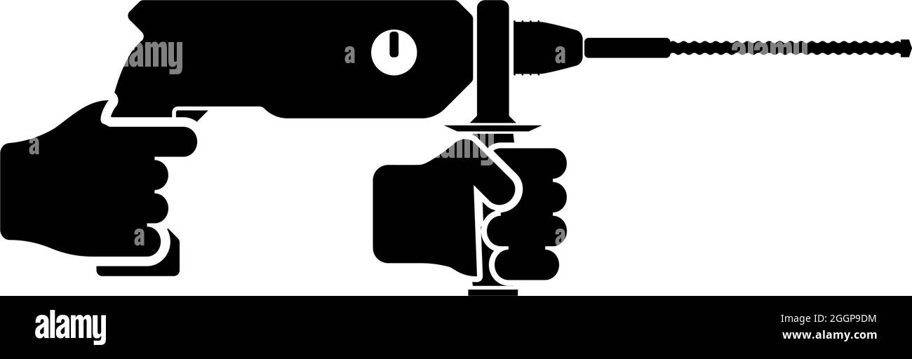 Electric rotary hammer drill in hand holding tool use Arm using Power ...