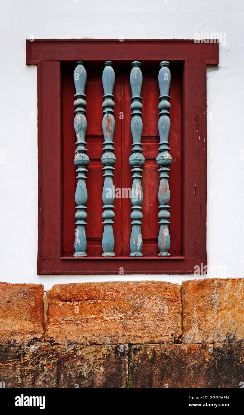 Wooden bars in church window, Tiradentes, Minas Gerais, Brazil Stock ...