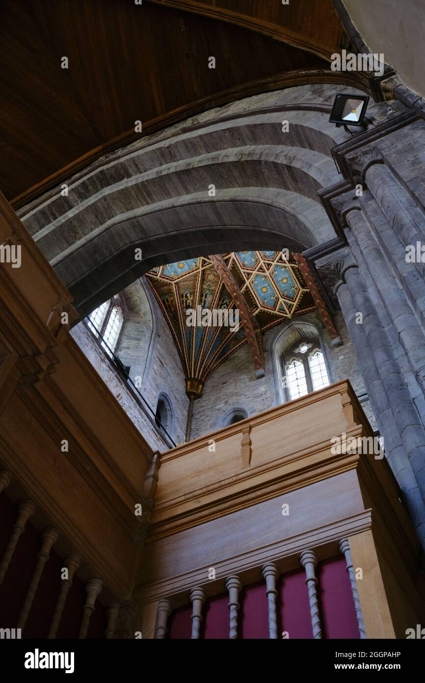 St. David's Cathedral in St. David's, Pembrokeshire, Wales showing ...
