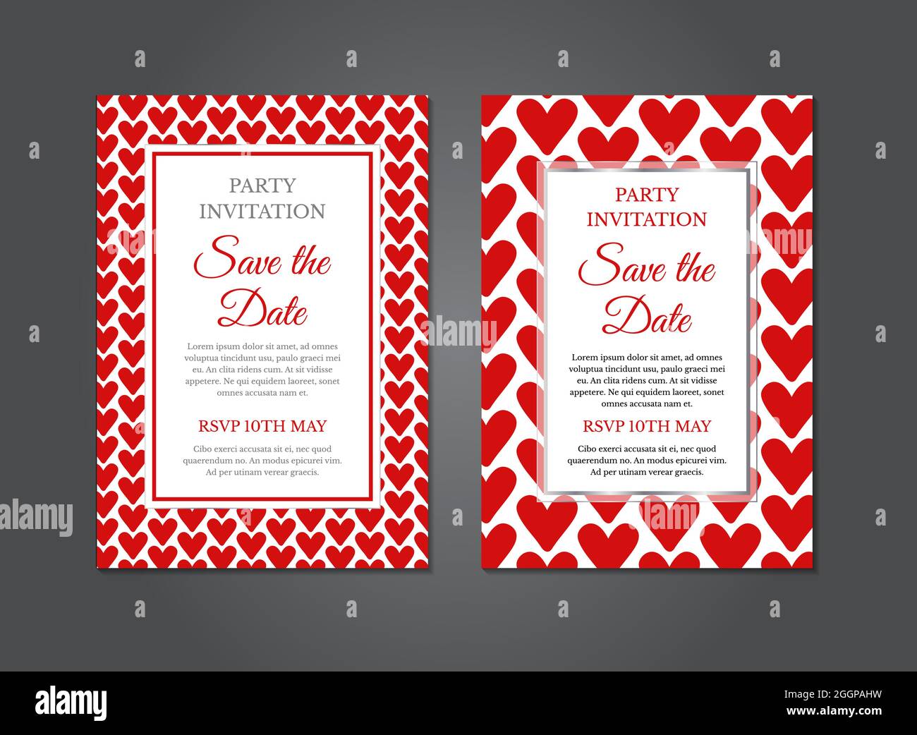 Red Invitation Design with Hearts Stock Vector Image & Art - Alamy