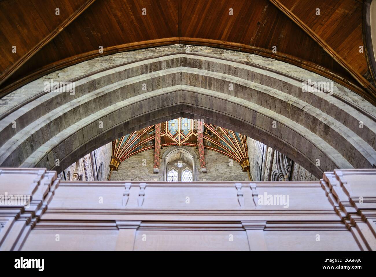 St. David's Cathedral in St. David's, Pembrokeshire, Wales showing ...