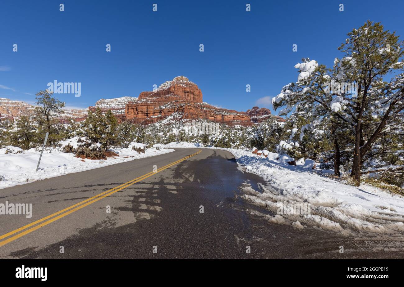 Scenic Snow Covered Landscape in Sedona Arizona in Winter Stock Photo ...