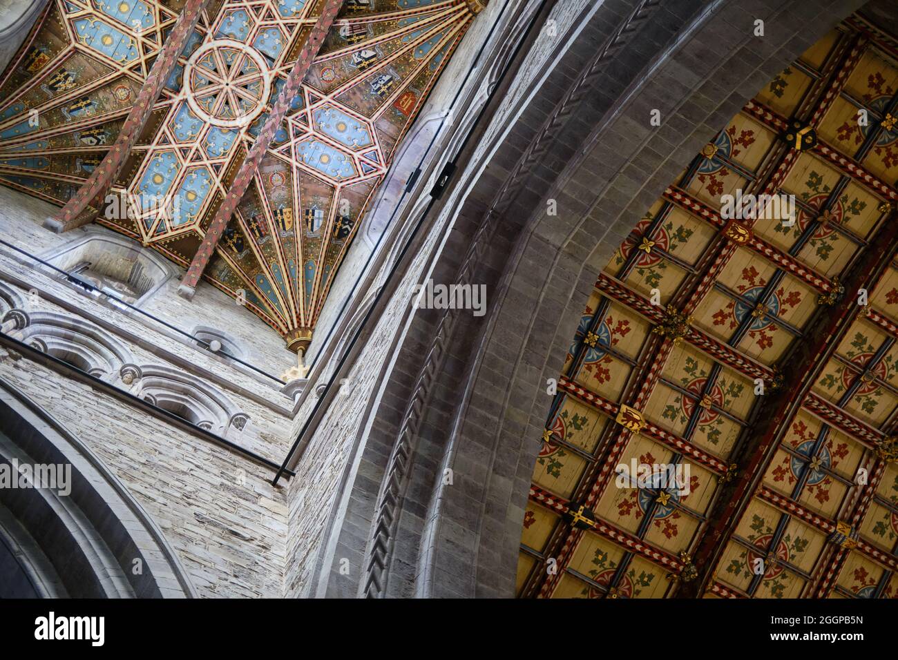 St. David's Cathedral in St. David's, Pembrokeshire, Wales showing ...