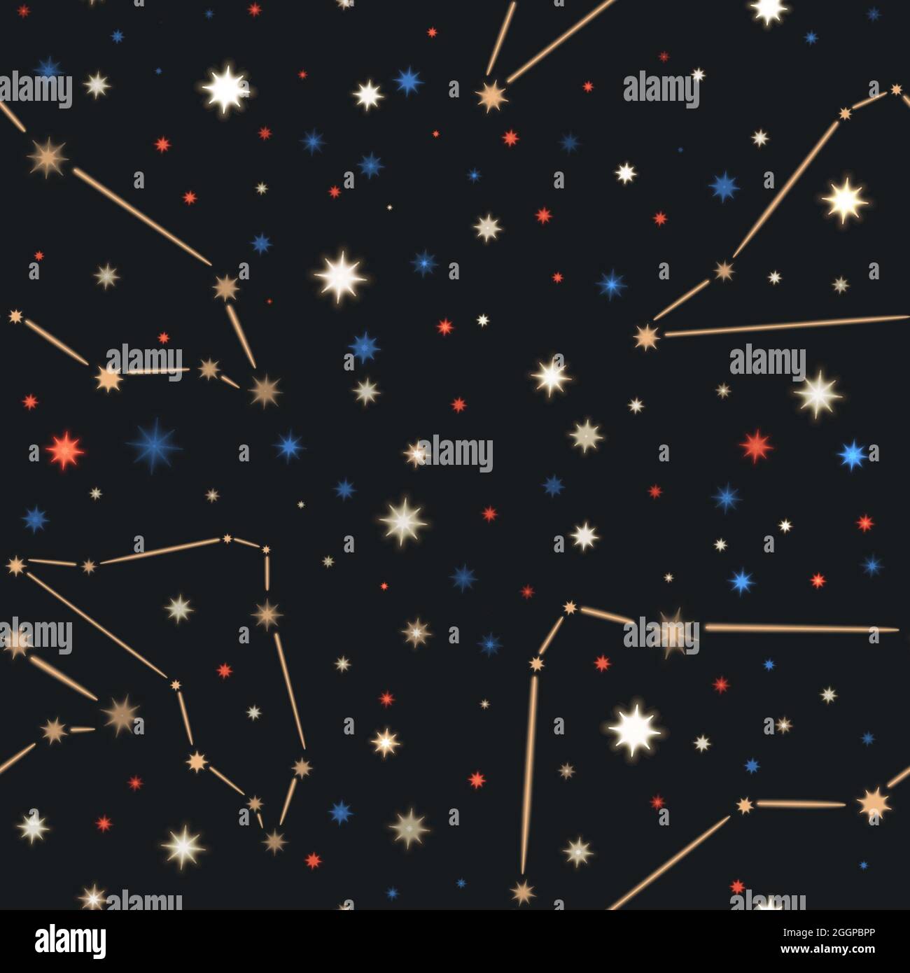 Capricorn constellation with colorful stars. Seamless pattern Stock ...