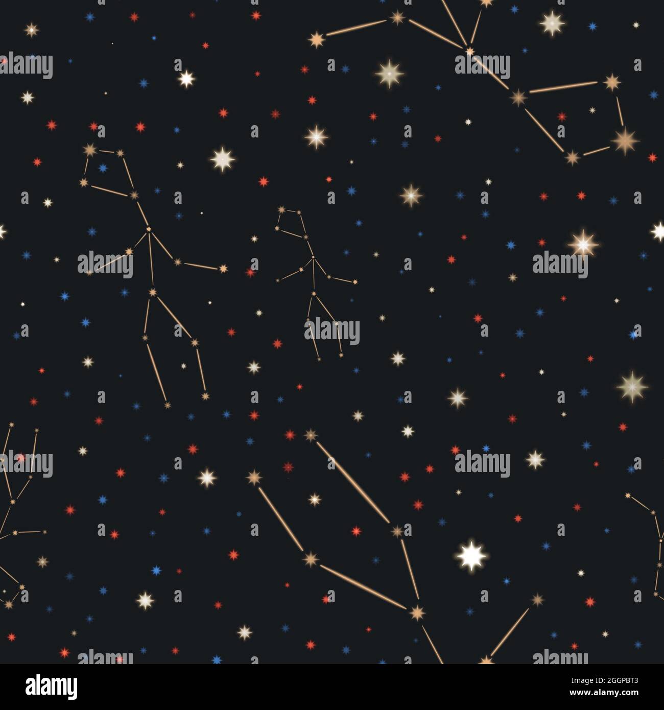 Virgo constellation with colorful stars. Seamless pattern Stock Photo ...