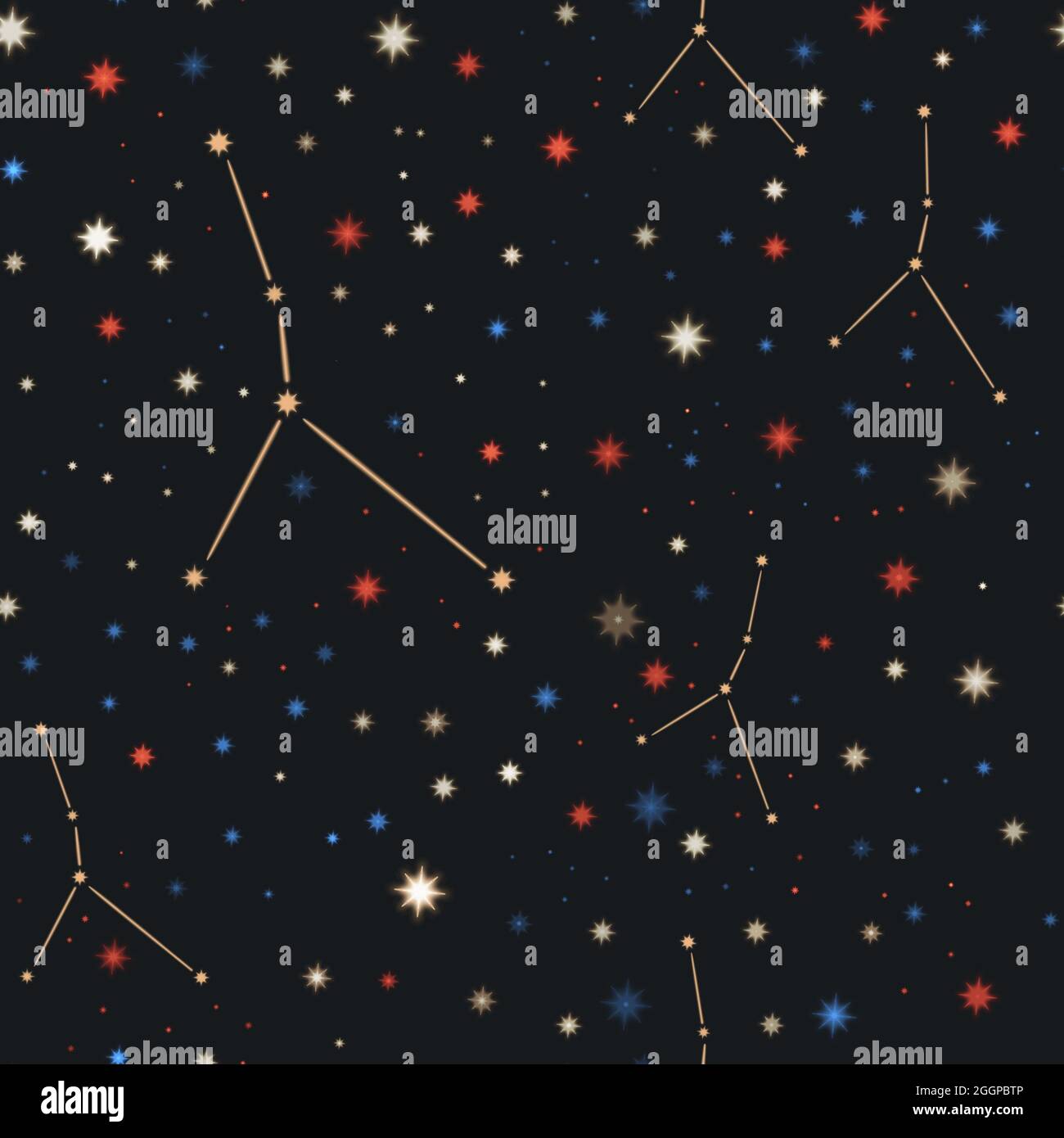 Cancer constellation with colorful stars. Seamless pattern Stock Photo ...