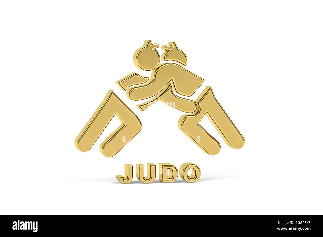 Golden 3d judo icon isolated on white background - 3d render Stock ...