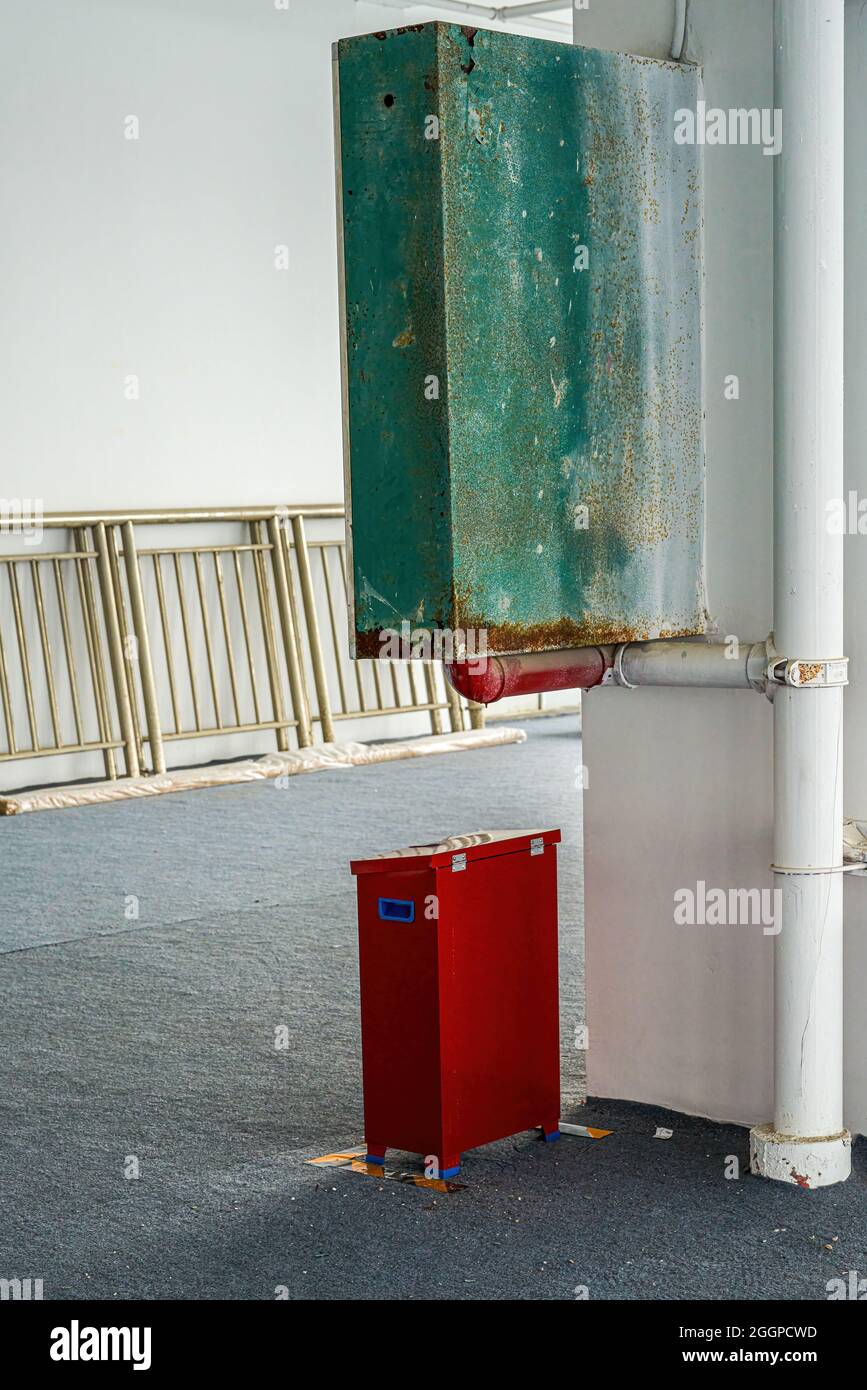 Close-up of fire box and fire extinguisher in office building Stock ...