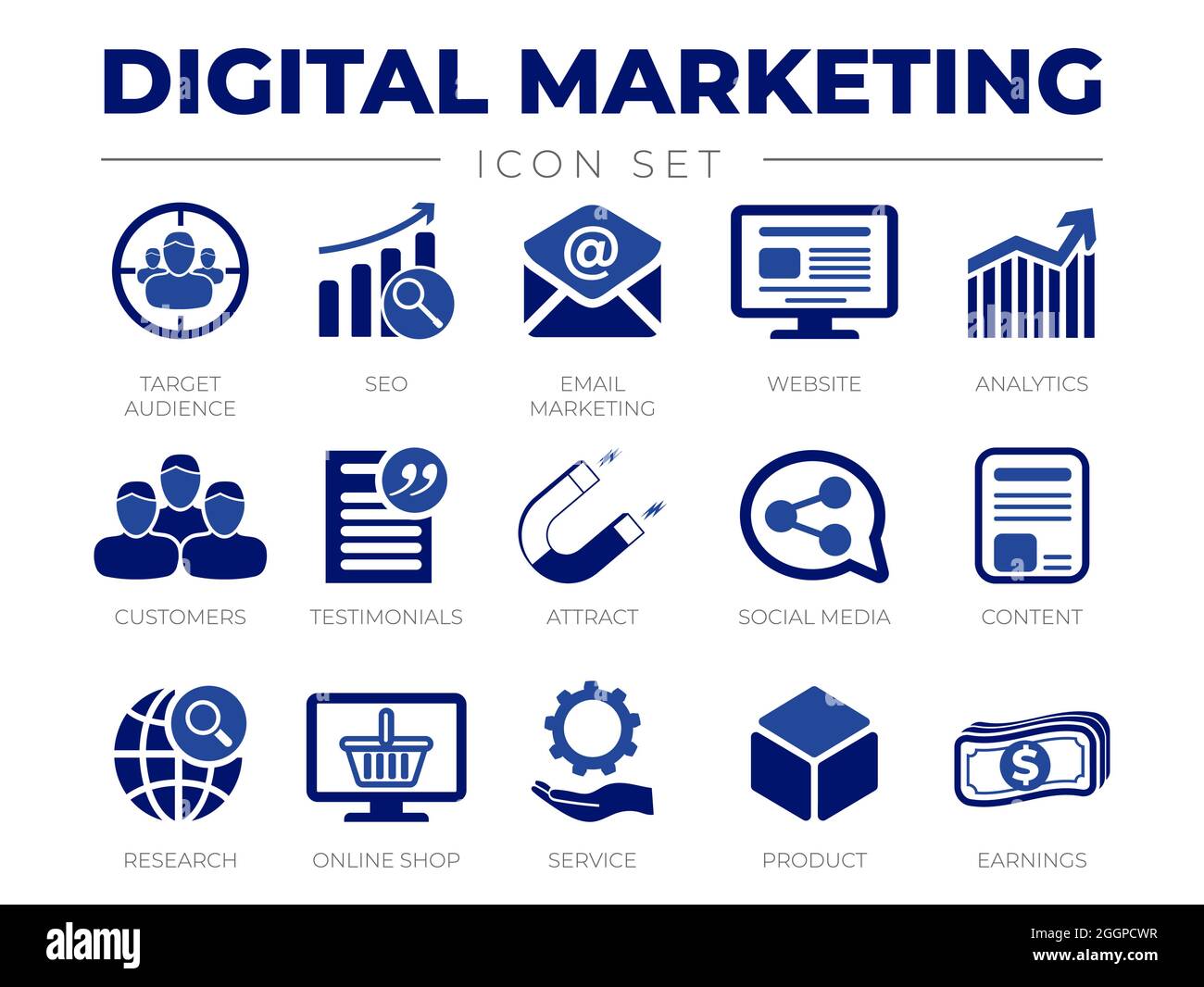 Digital Marketing Icon In Blue