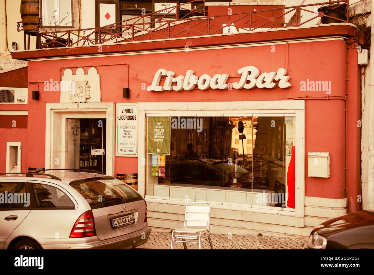 Lisboa Bar signage on the traditional bar in central part of the city ...