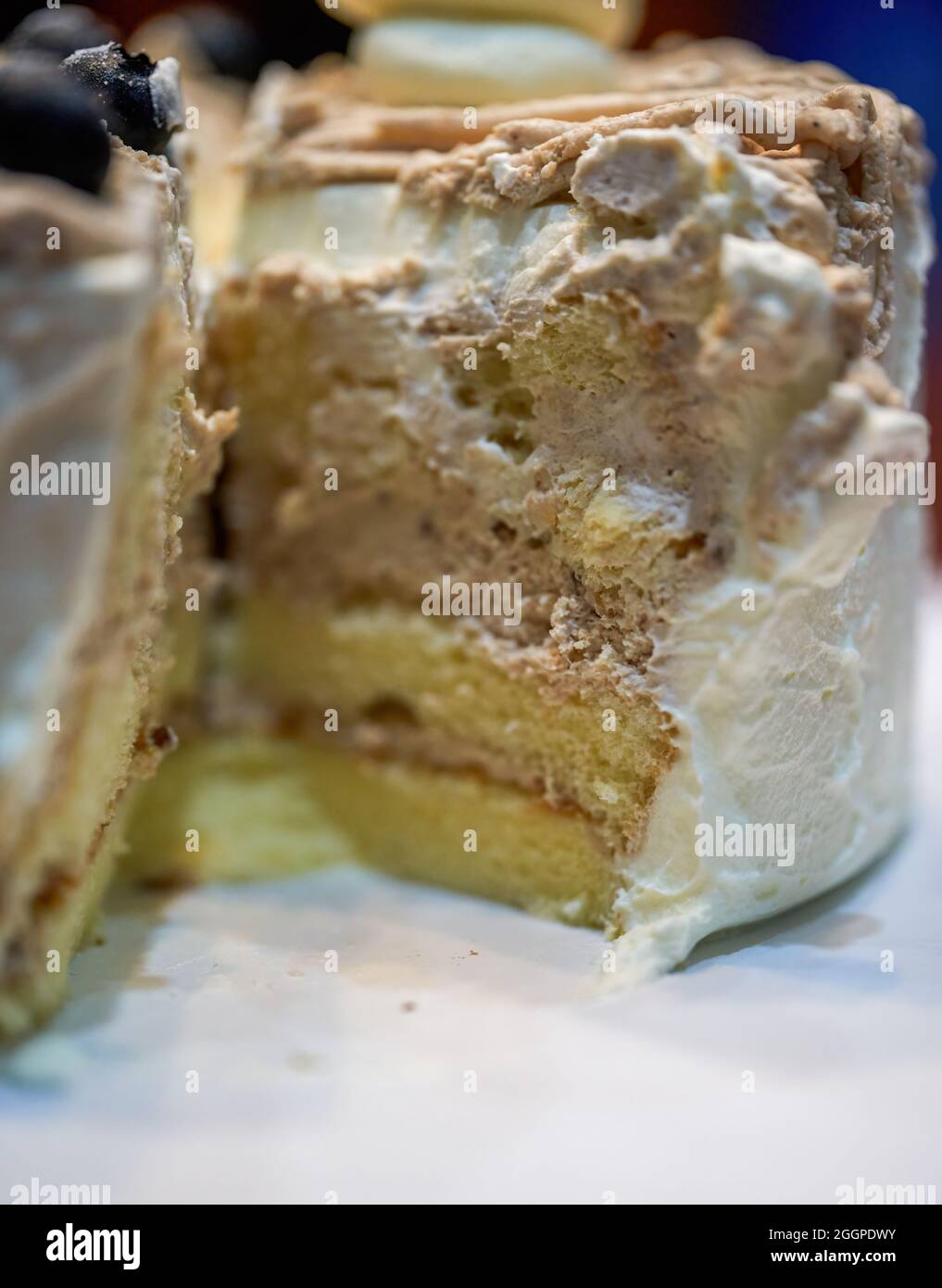 Close-up of a cross section of a cut butter cake Stock Photo - Alamy