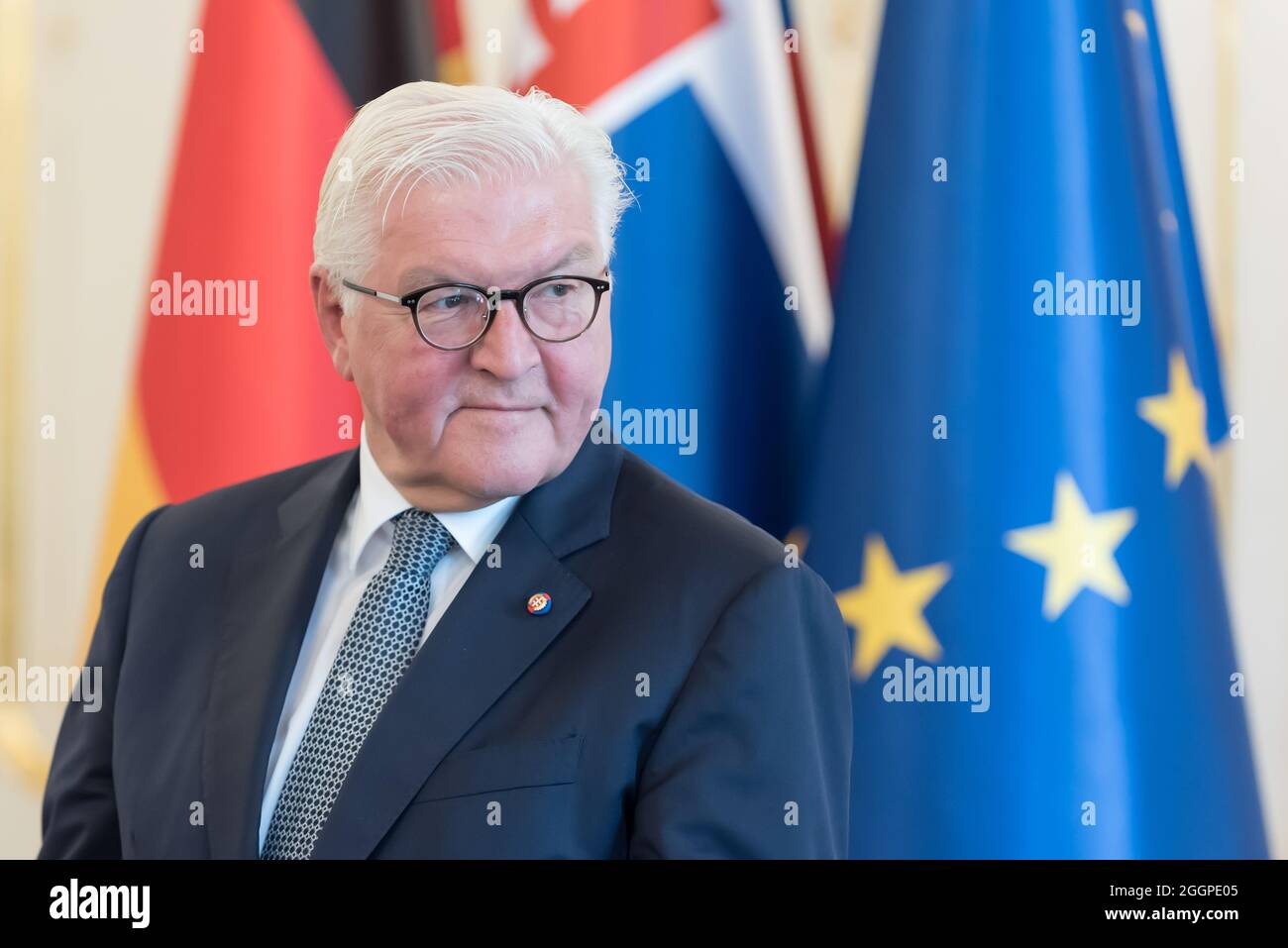 President of Germany Frank-Walter Steinmeier attends a press conference ...