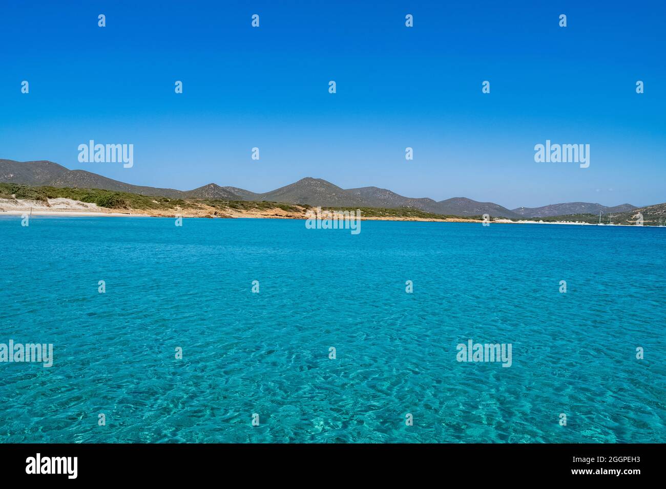 Beautiful view of the southern Sardinian sea. The incredible colors of ...
