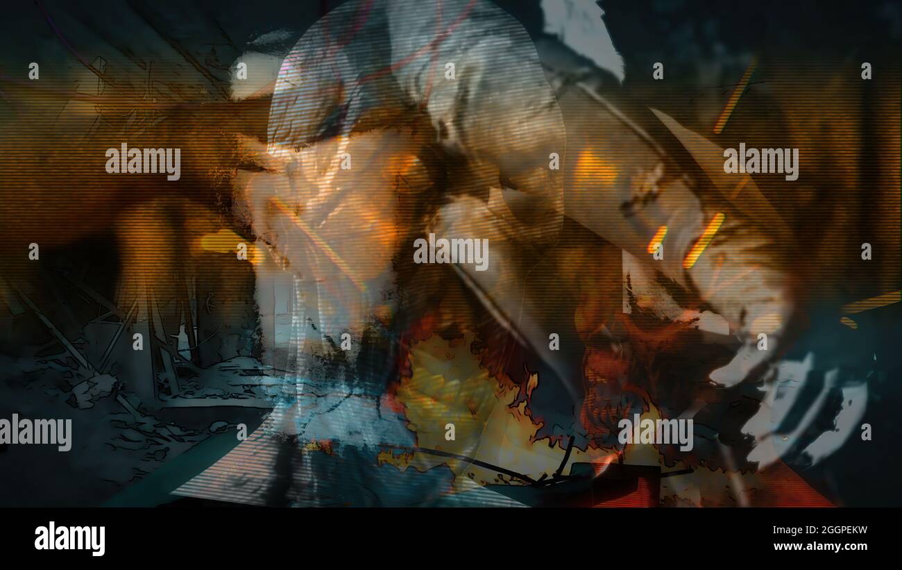 3d illustration - Horror Zombie With scary Effects Stock Photo - Alamy
