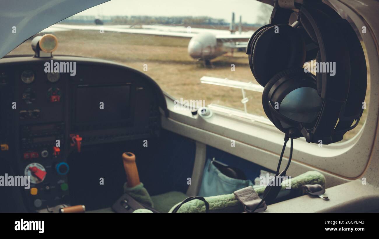 Included control panel in the cockpit of an airplane or helicopter ...