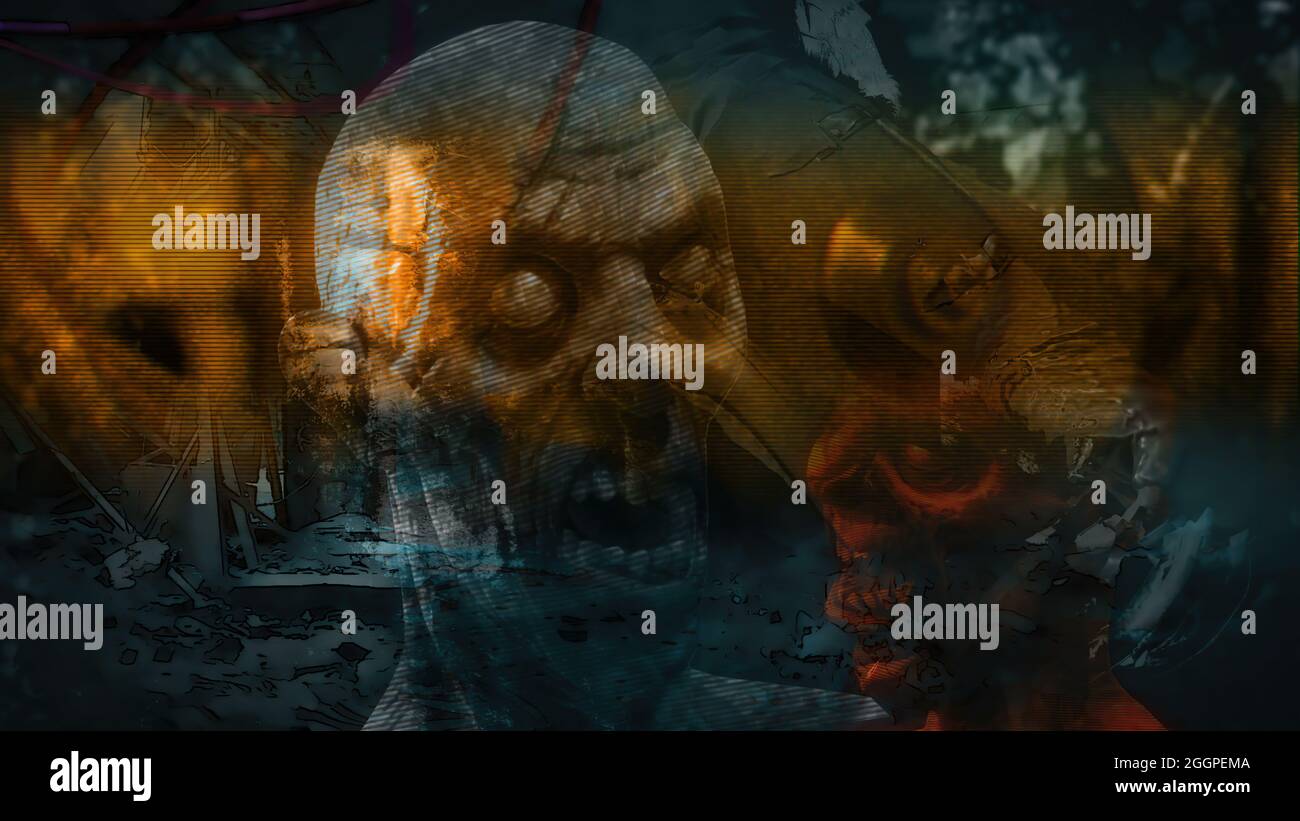 3d illustration - Horror Zombie With scary Effects Stock Photo - Alamy