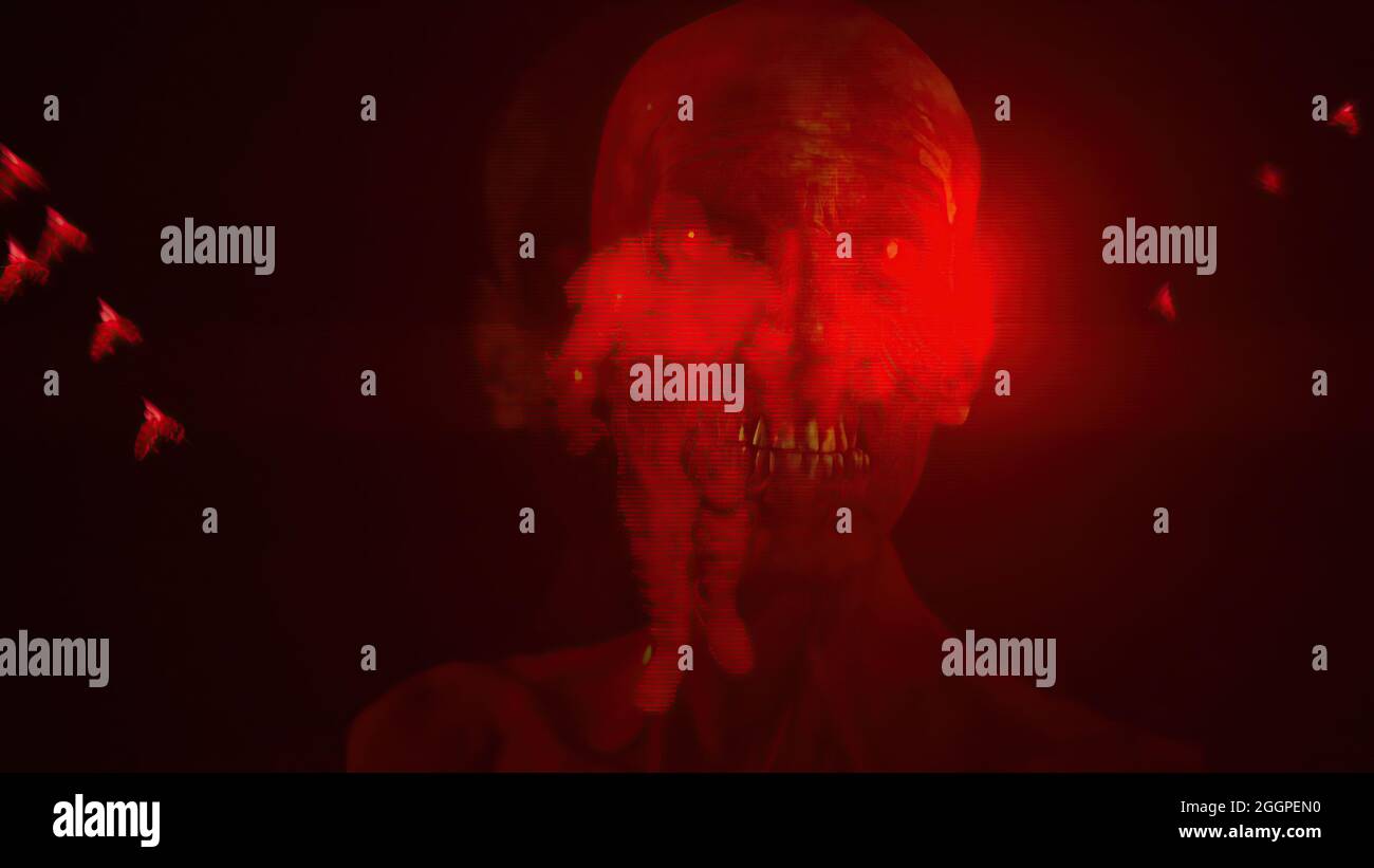 3d illustration - Horror Zombie With scary Effects Stock Photo - Alamy