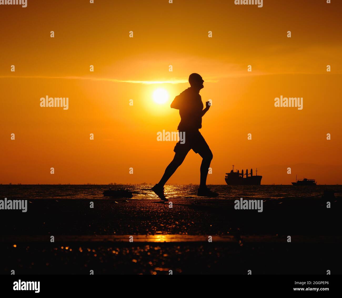 Silhouette senior athlete jogging hi-res stock photography and images ...