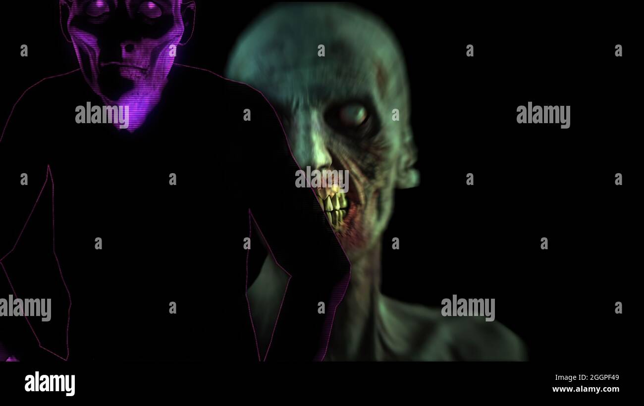 3d illustration - Horror Zombie With scary Effects Stock Photo - Alamy