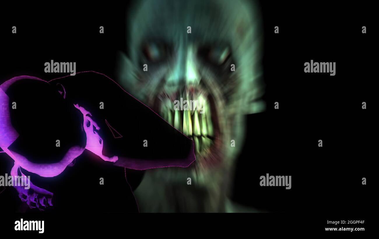 3d illustration - Horror Zombie With scary Effects Stock Photo - Alamy