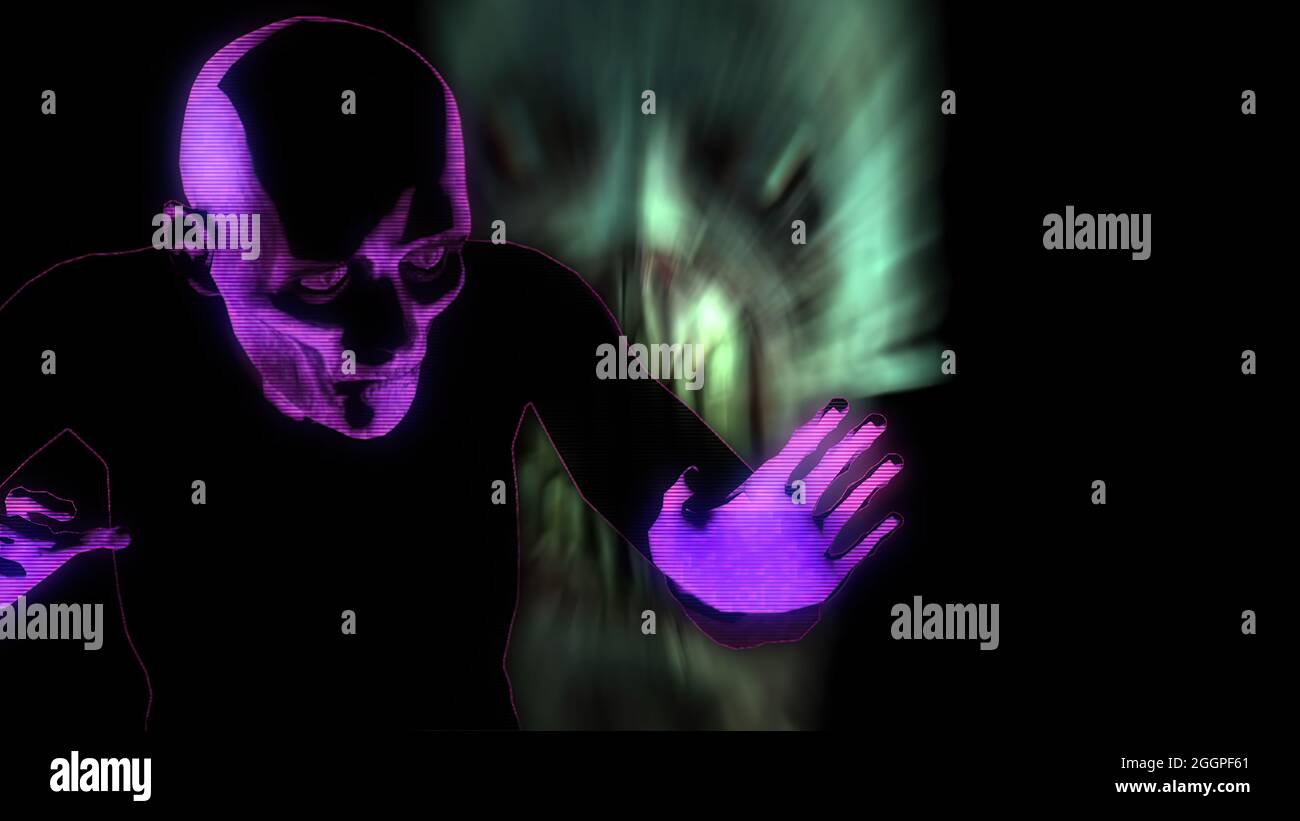 3d illustration - Horror Zombie With scary Effects Stock Photo - Alamy