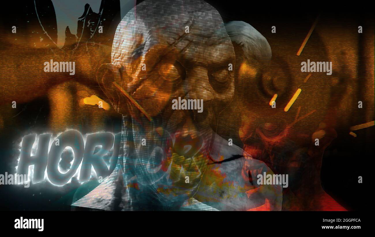 3d illustration - Horror Zombie With scary Effects Stock Photo - Alamy
