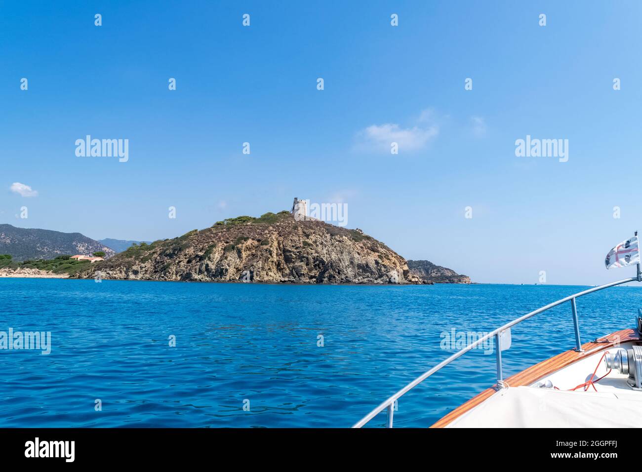 Beautiful view of the southern Sardinian sea from the boat. Note the ...