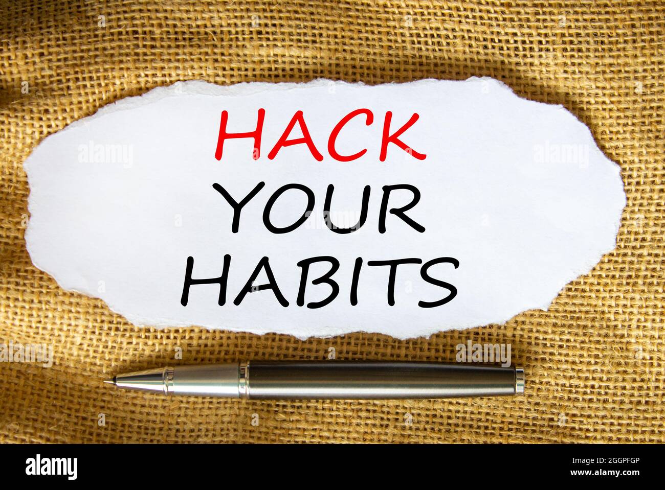 Hack your habits symbol. Words 'Hack your habits' on white paper. Black ...