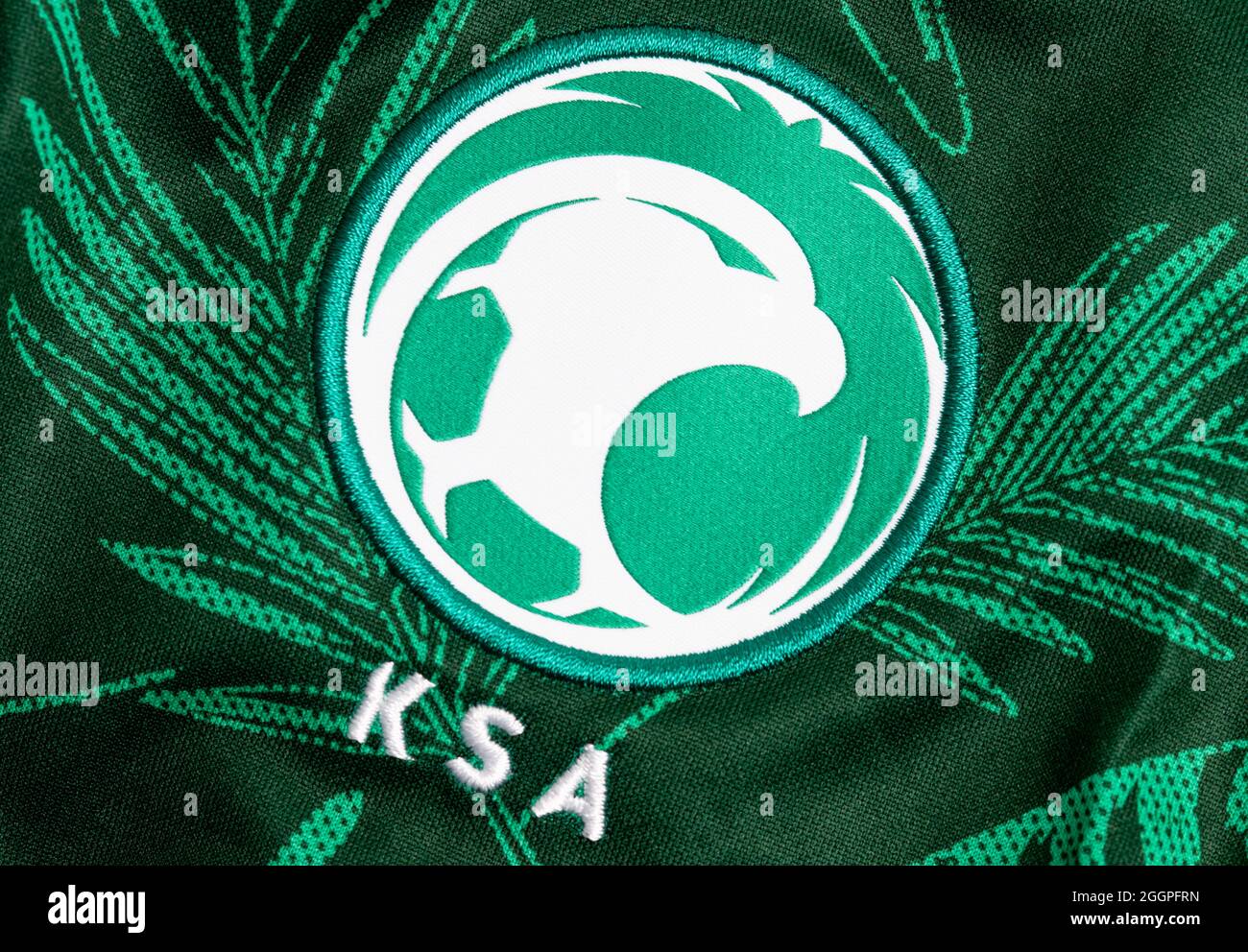 Close up of the Saudi Arabia national football team kit 2021 Stock ...