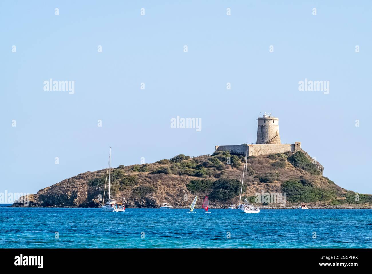 Beautiful view of the southern Sardinian sea from the boat. Note the ...