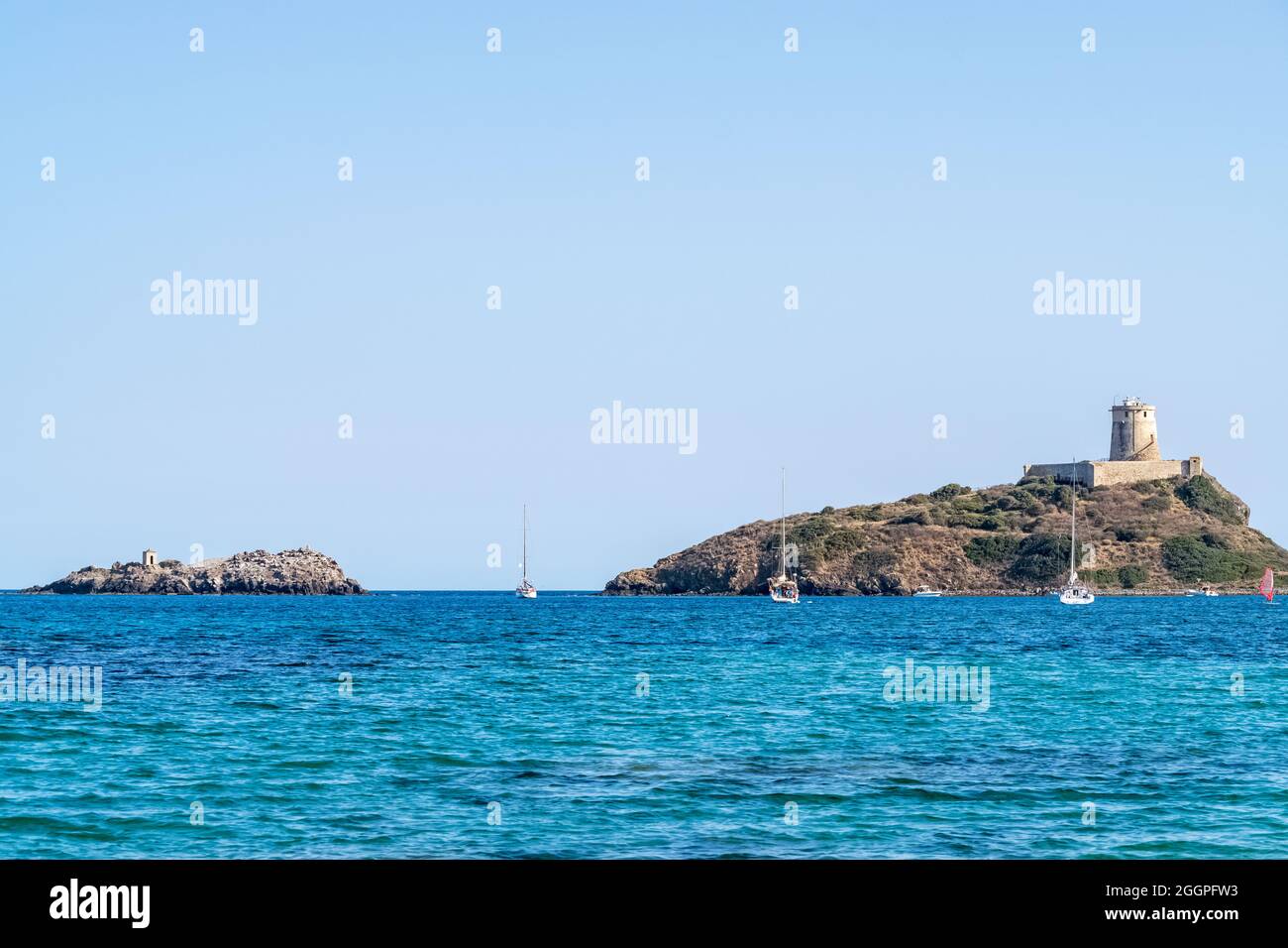 Beautiful view of the southern Sardinian sea from the boat. Note the ...