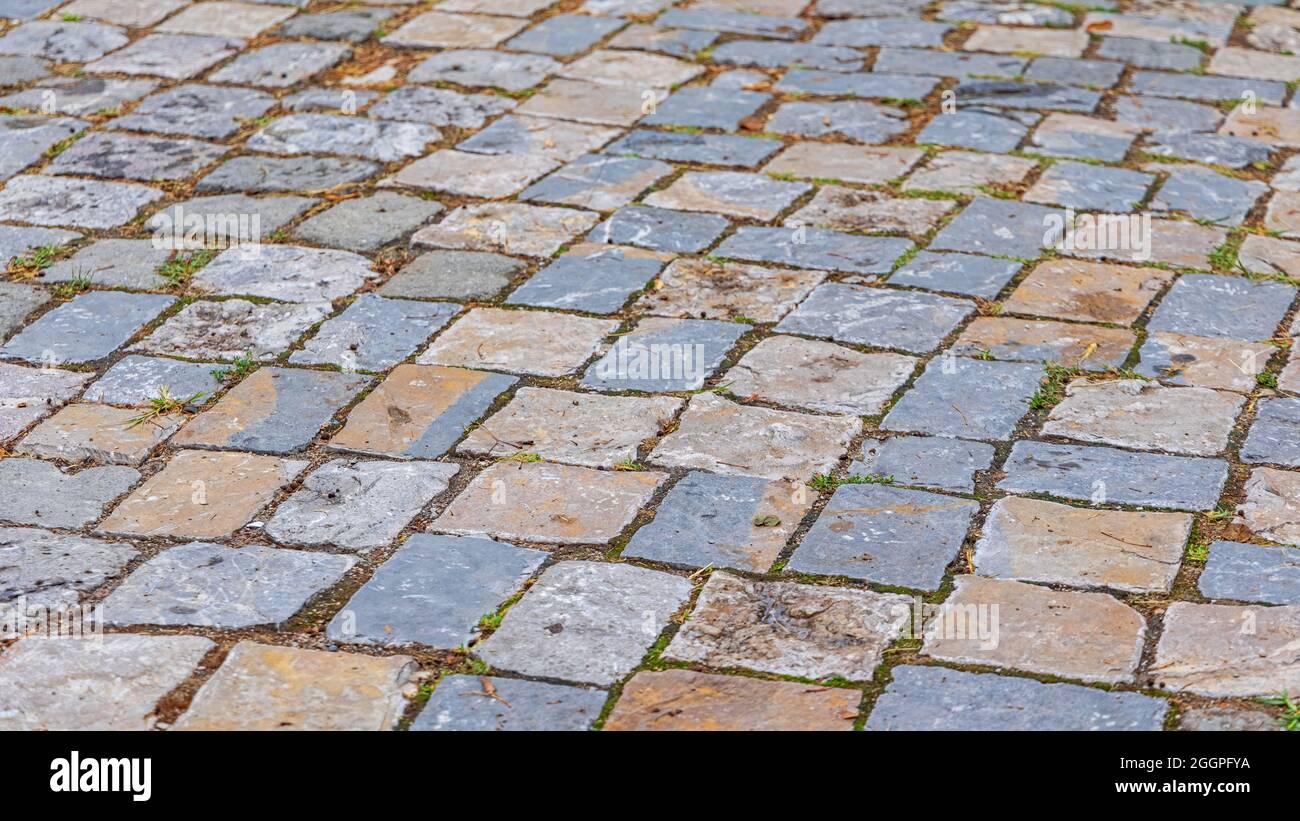 Rough Stone Blocks Old Street Pavement Sidewalk Stock Photo - Alamy