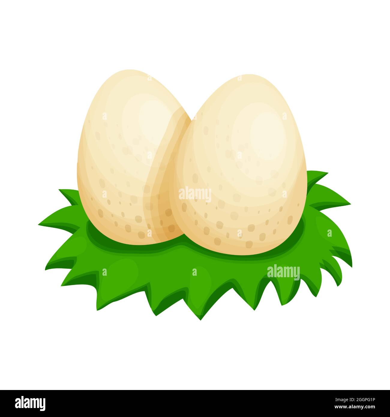 Dinosaurs nest with eggs and grass in cartoon style isolated on white ...