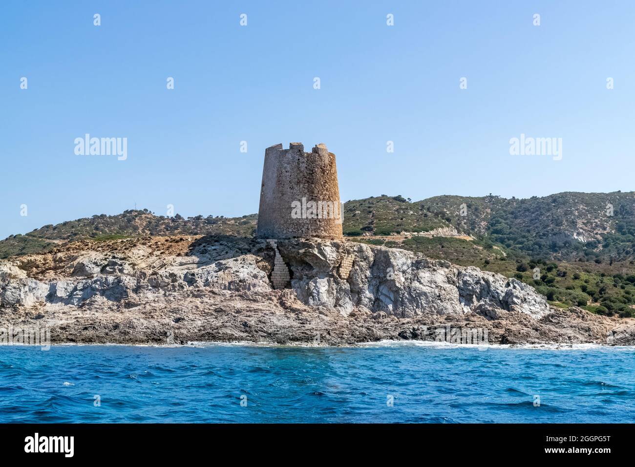 Beautiful view of the southern Sardinian sea from the boat. Note the ...
