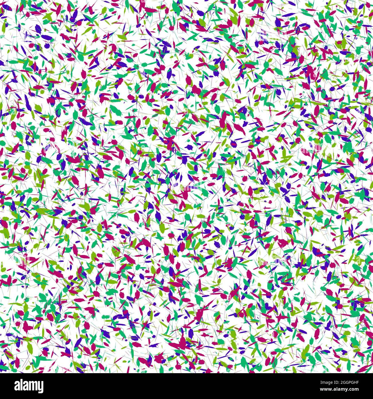 Abstract chaotic short brush strokes in a white background. Blue, green ...