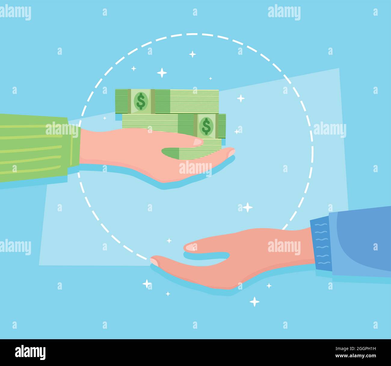 hands with green bills Stock Vector Image & Art - Alamy