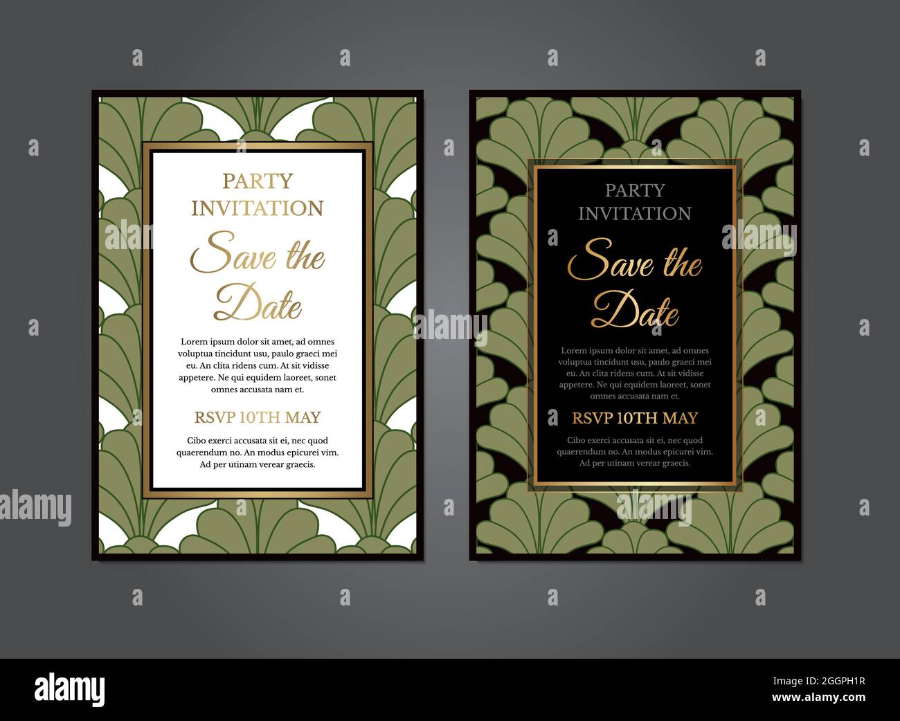 Green Art Deco Gatsby Invitation Design Stock Vector Image & Art - Alamy
