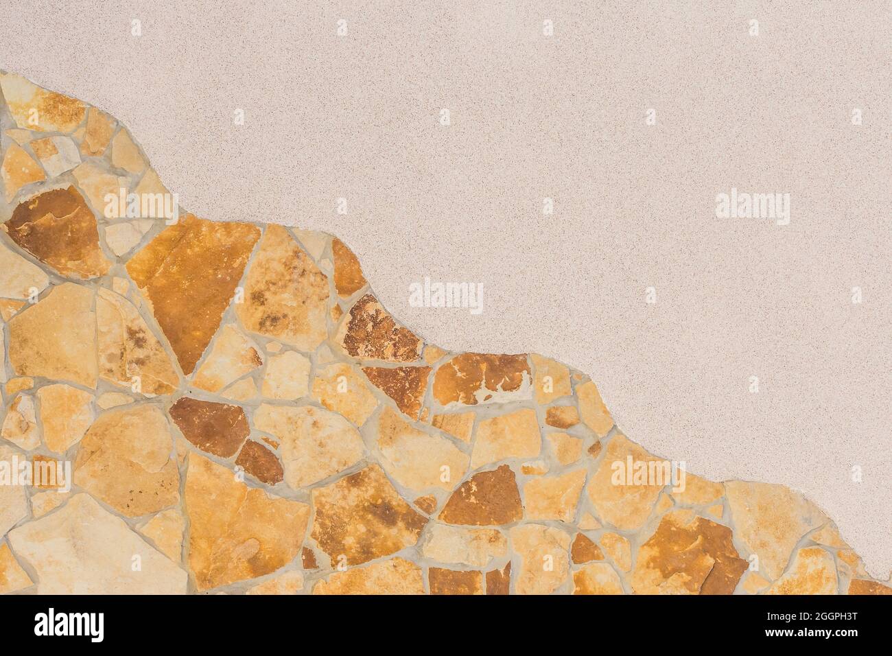 Light yellow and brown stone tile pattern wall surface texture ...