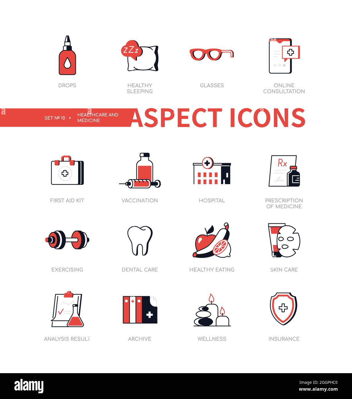 Healthcare - modern line design style icon set. Images compilation on ...
