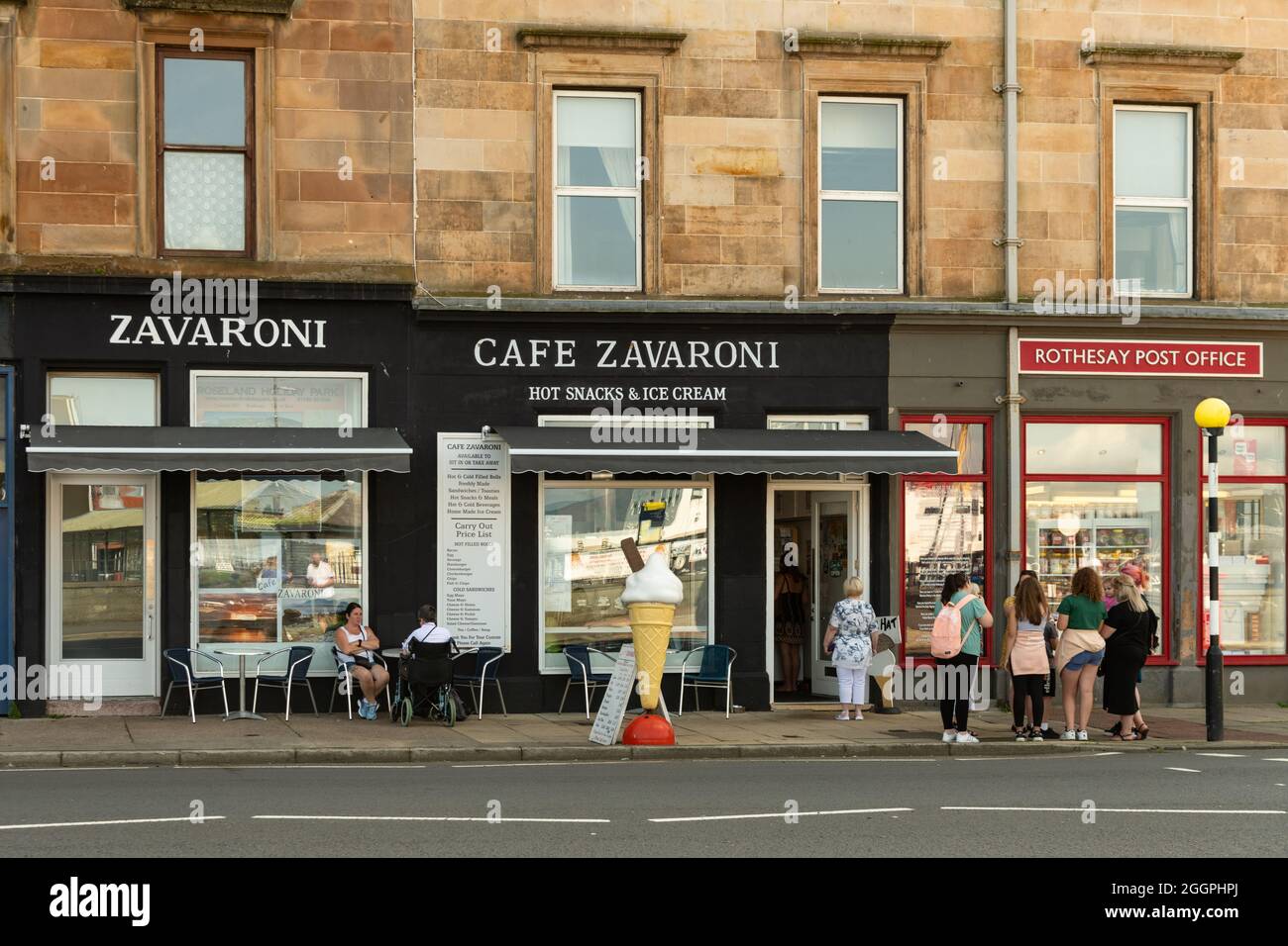 people eating ice creams outside Cafe Zavaroni, Rothesay, Isle of Bute ...