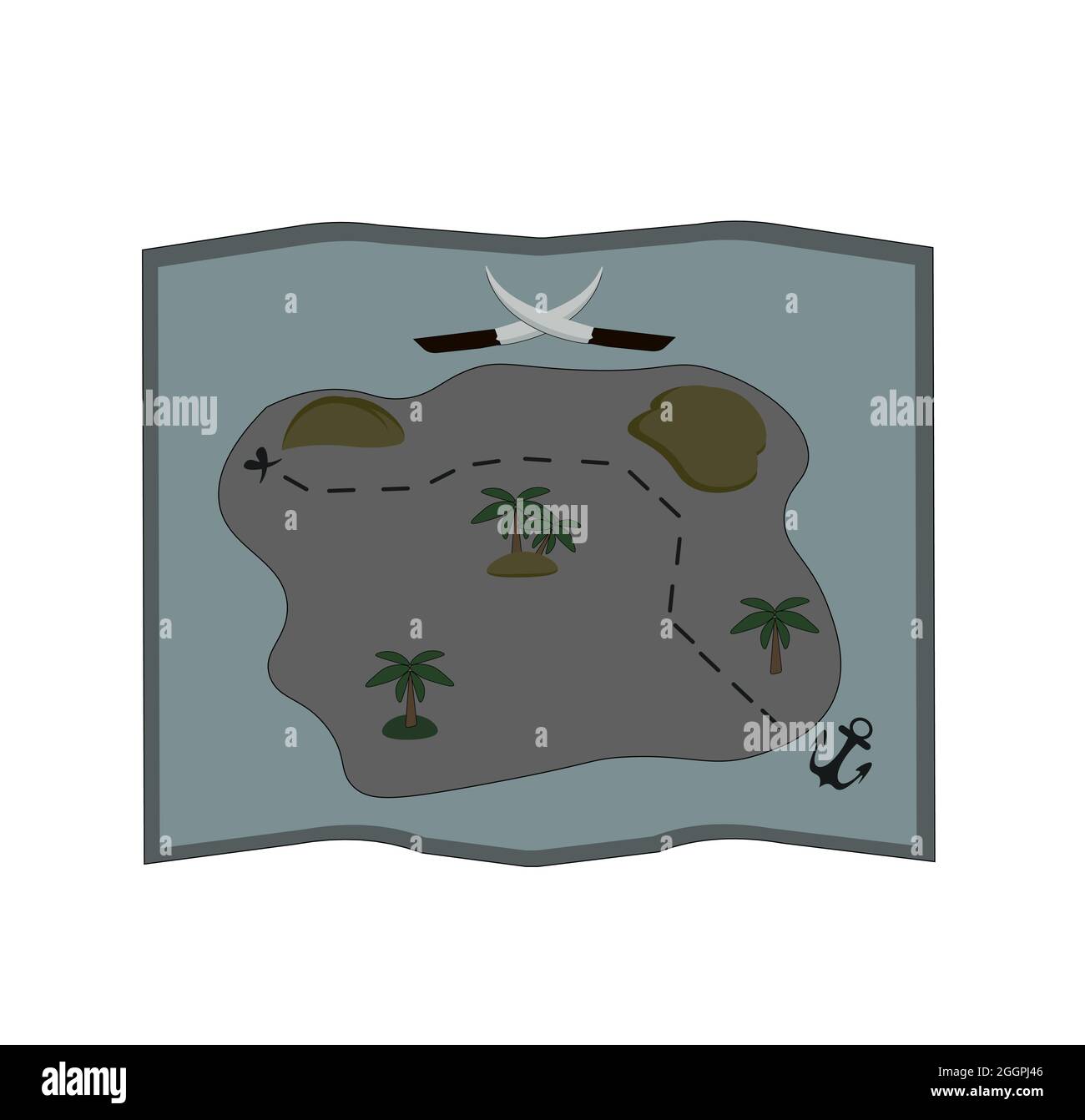 illustration of cartoon treasure map isolated on white background Stock ...