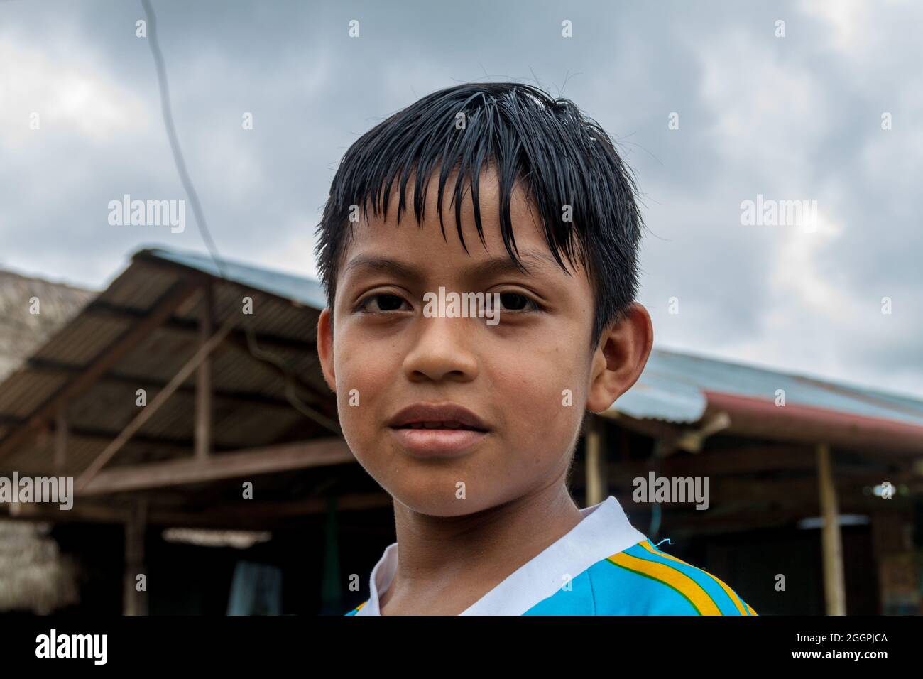 PANTOJA, PERU - JULY 10, 2015: Child living in small village Napo in ...