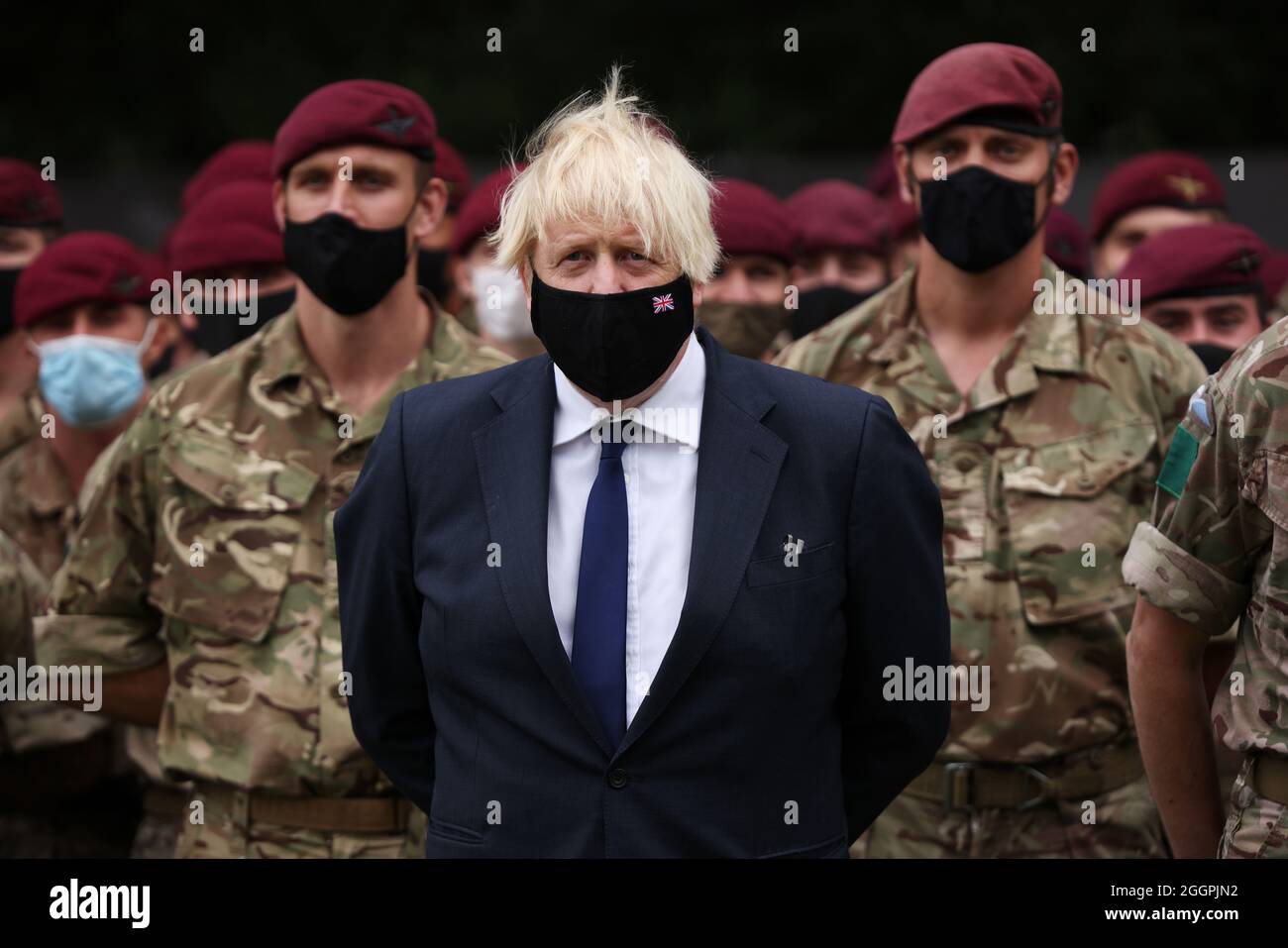 Prime Minister Boris Johnson alongside members of 16 Air Assault ...