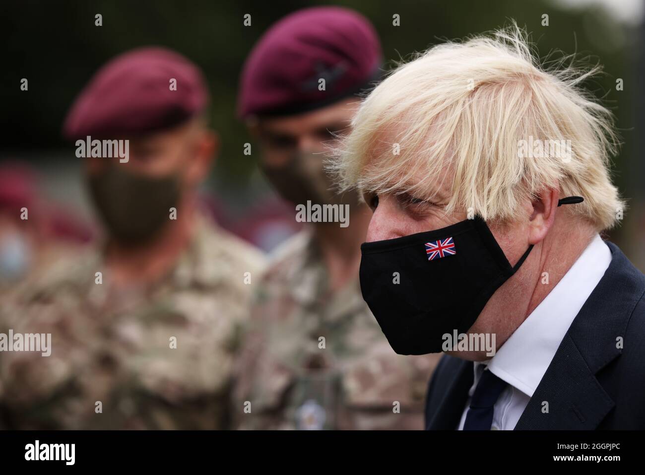 Prime Minister Boris Johnson during a visit to Merville Barracks in ...