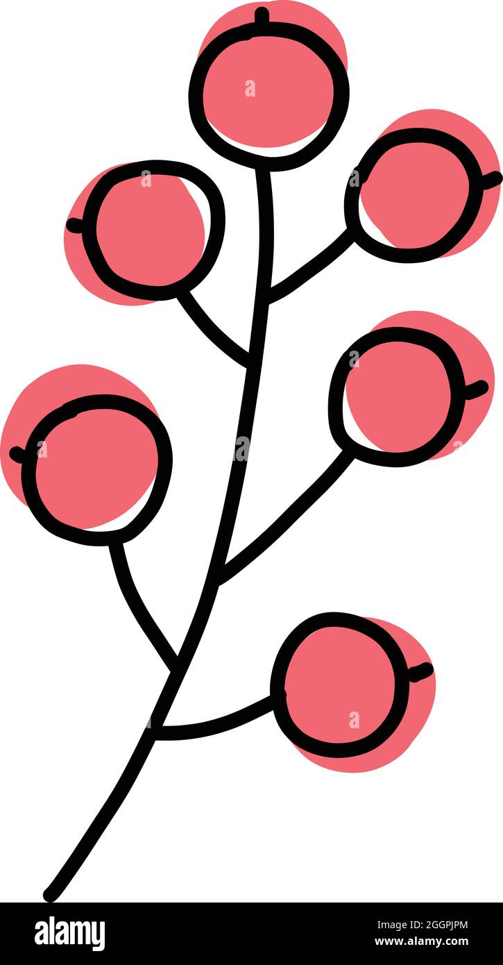 Berry plant icon outline hand drawn vector. Fruit tree food Stock ...