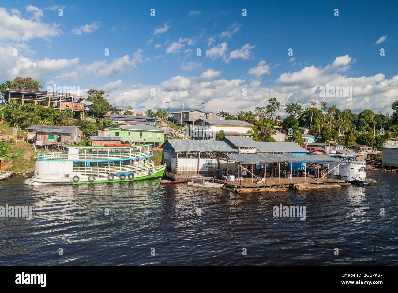 JUTAI, BRAZIL - JUNE 23, 2015: View of a pier at the river port of ...