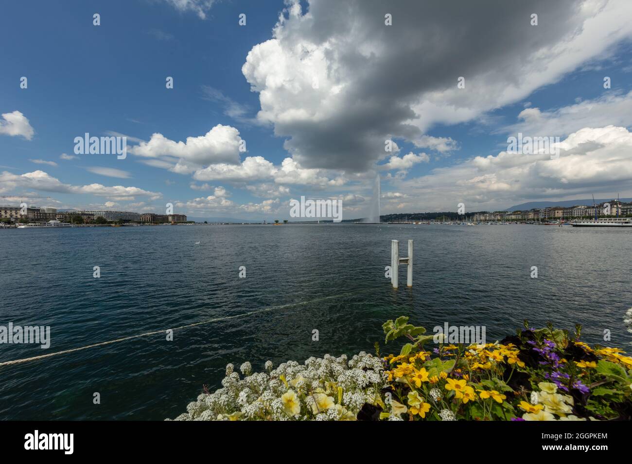 Geneva fountain, Jet d'Eau. Switzerland, Lake Geneva Stock Photo - Alamy