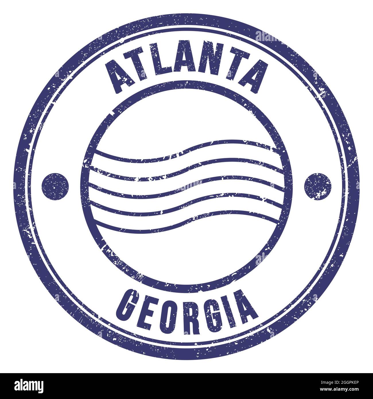 ATLANTA - GEORGIA, words written on blue round postal stamp Stock Photo ...