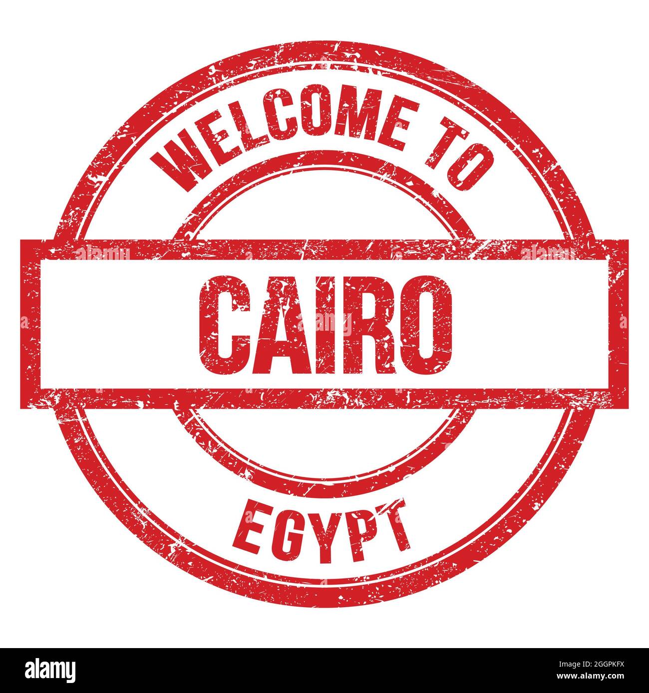 WELCOME TO CAIRO - EGYPT, words written on red round simple stamp Stock ...